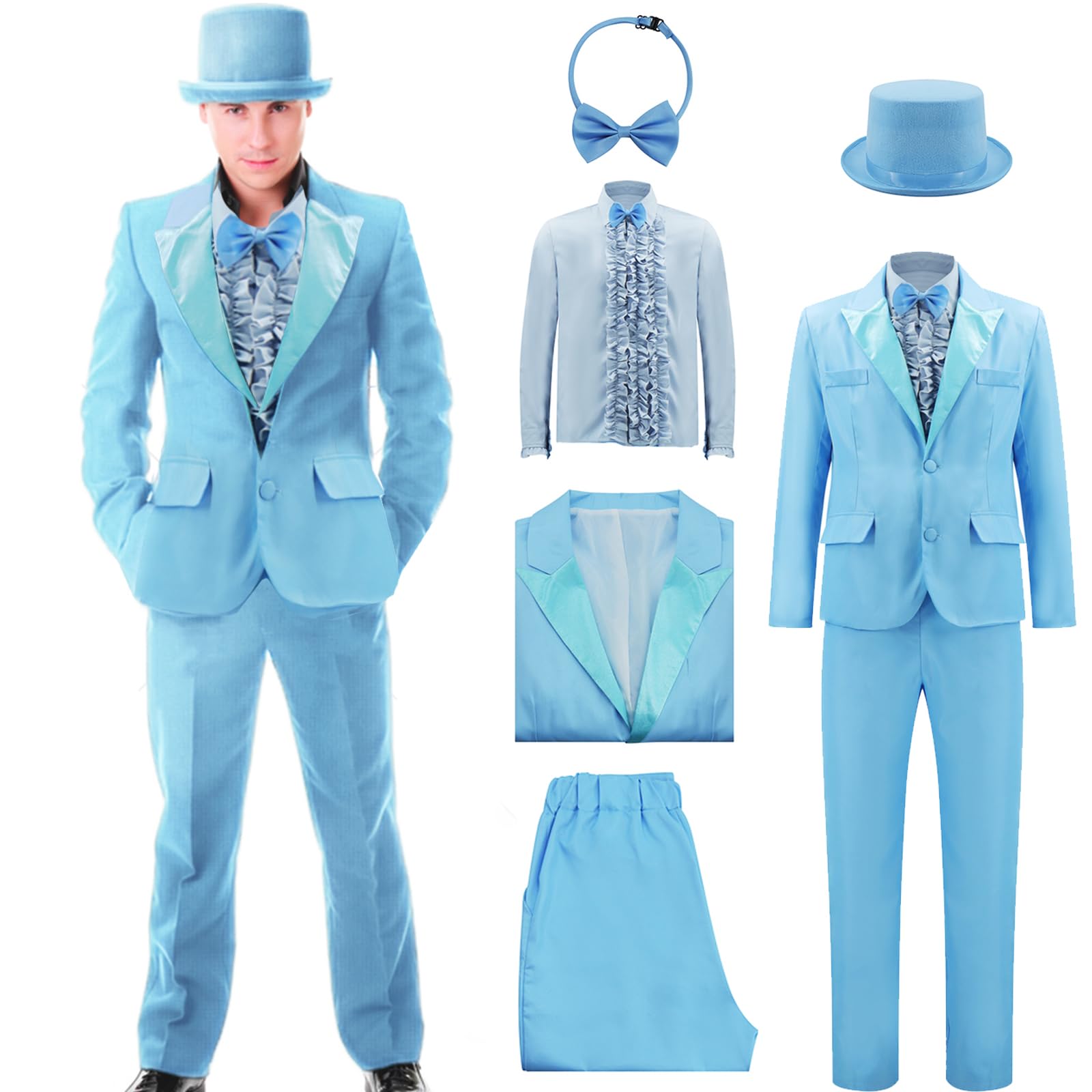 AYYOHON Dumber Tuxedo Dumb Fun Suits Costumes 80s 90s Tuxedo for Men ...