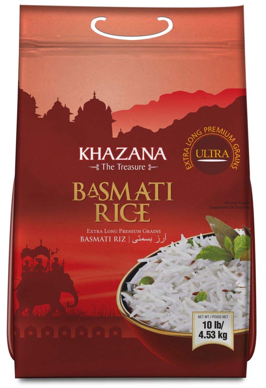 Amazon.com : Khazana Premium Ultra Extra Long Basmati Rice - 10lb ...
