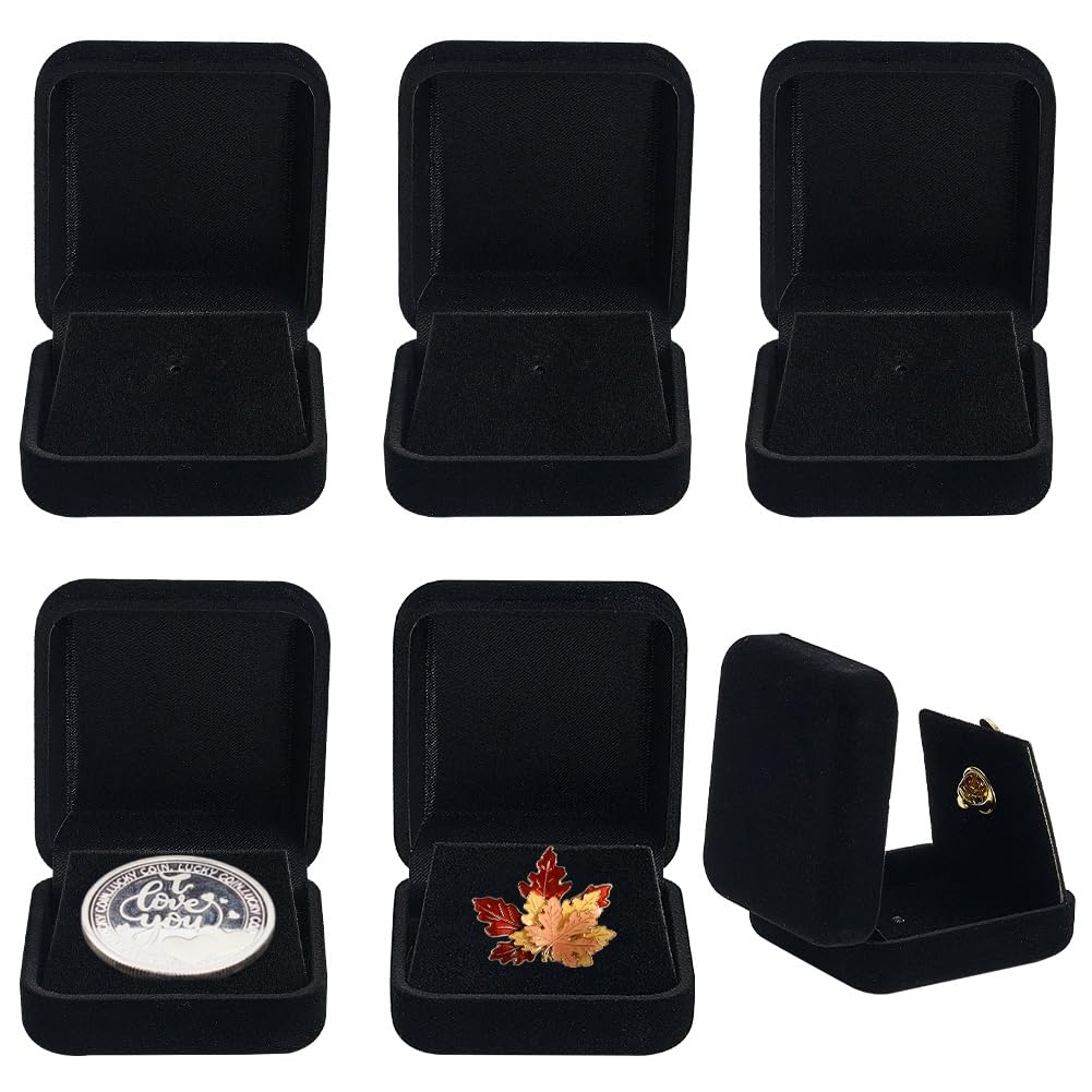 FINGERINSPIRE 6pcs Black Velvet Challenge Coin Presentation Display Box ...