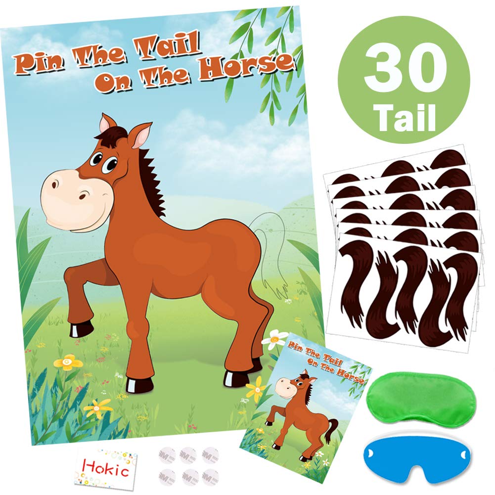 Hooqict Pin The Tail On The Horse Game For Girls Kids Birthday Party 