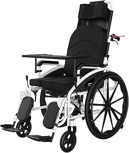 Amazon.com: Silla de ruedas High Back Reclining Wheelchair Folding Bathroom Shower Chair Bedside ...