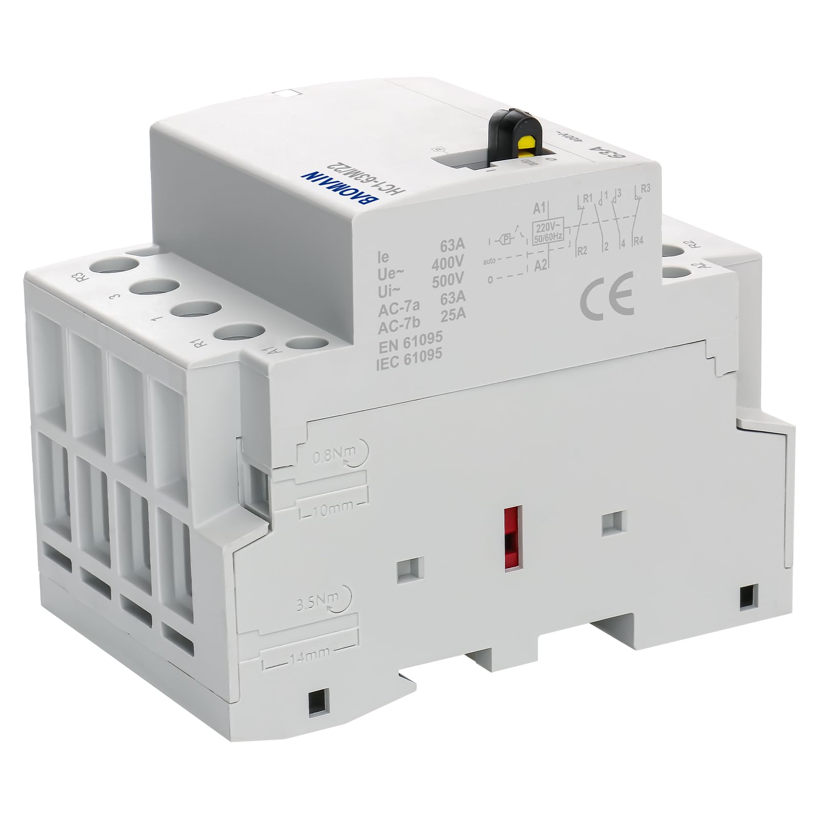 Snapklik.com : 220V AC 4-Pole Modular Contactor, 63A 2NO2NC Normally ...