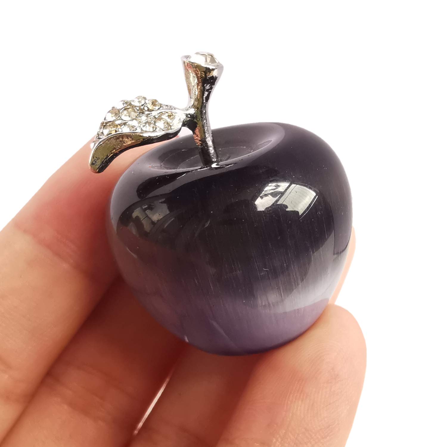 Amazon.com: Bacatgem 1 Pcs Purple Cat's Eye Stone Apple Crystals and ...