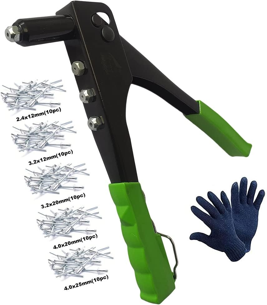 Inditrust Non Slip 9.5" Rivet Gun and 50 Blind Rivets, Riveter Nail Gun ...