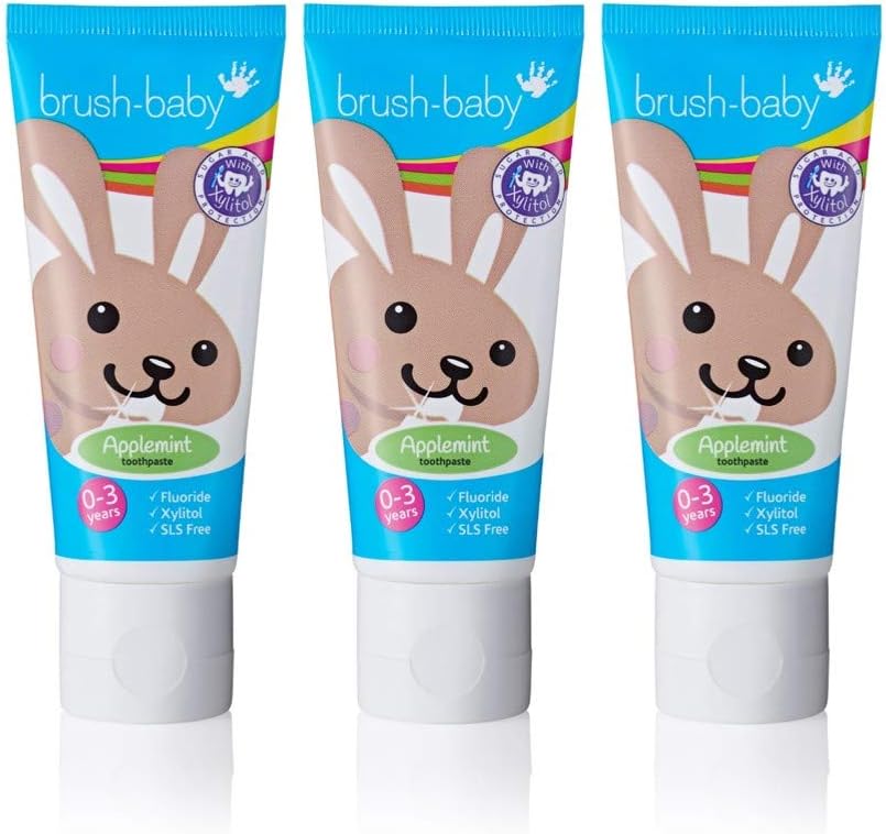 brush-baby Applemint Toothpaste for Babies & Toddlers | Stage 2-First Teeth | 0-36 Months (Pack ...