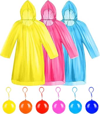 ZEACCT 6 Pcs Waterproof Raincoat Balls, Disposable Rain Ponchos for ...