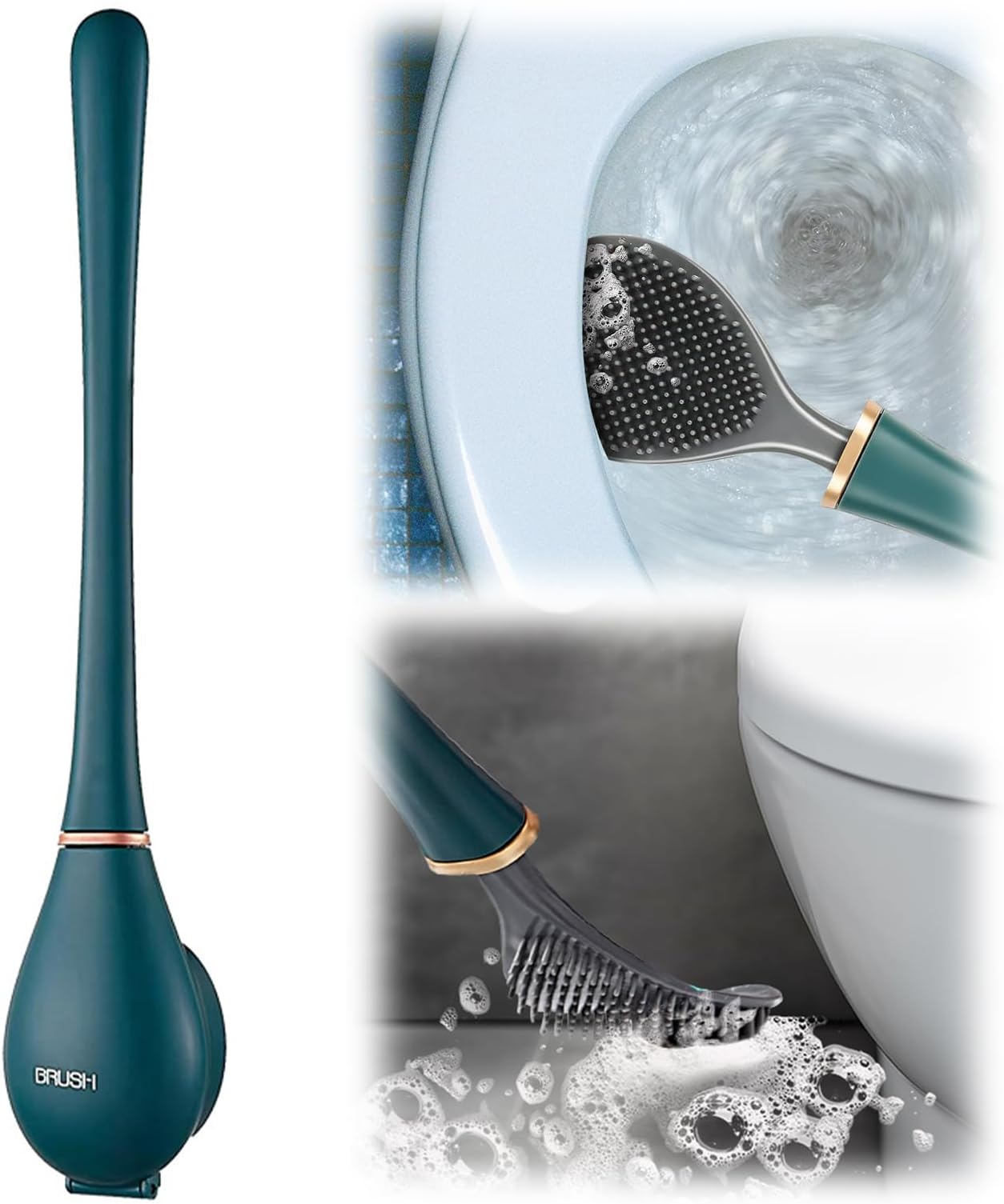 MisFun Brosse WC Silicone, Brosse de Toilette Brosse de Nettoyage ...