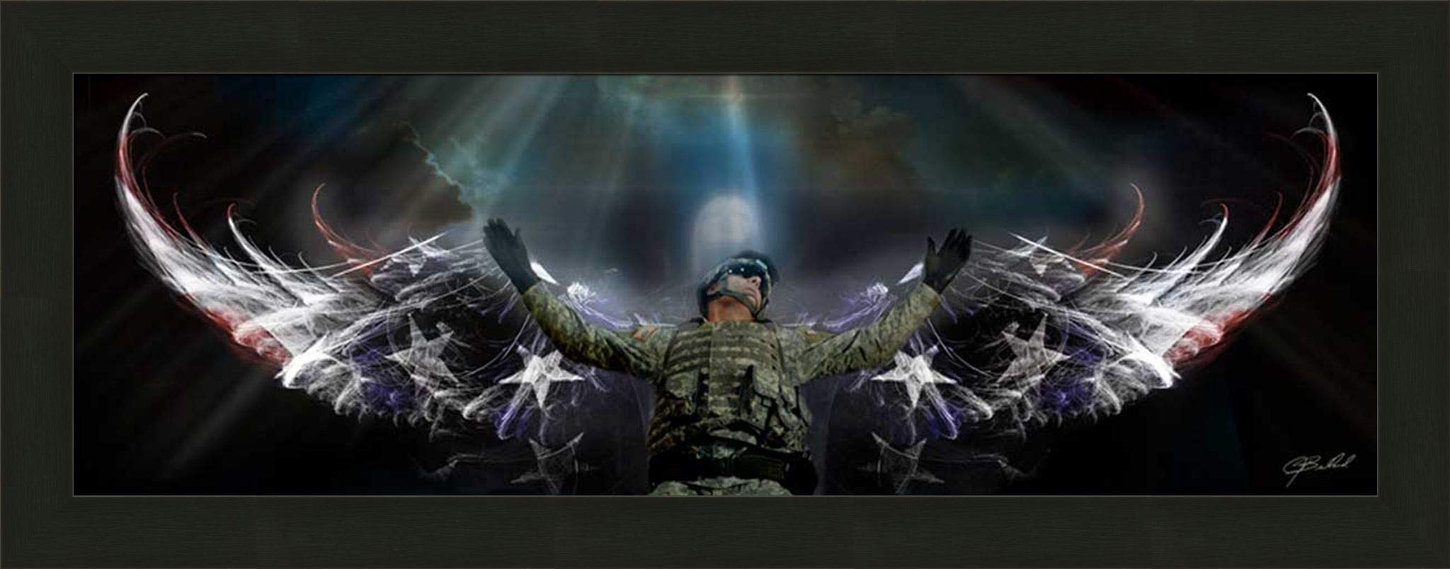 Paintings Of Military Soldier And Angel Wings