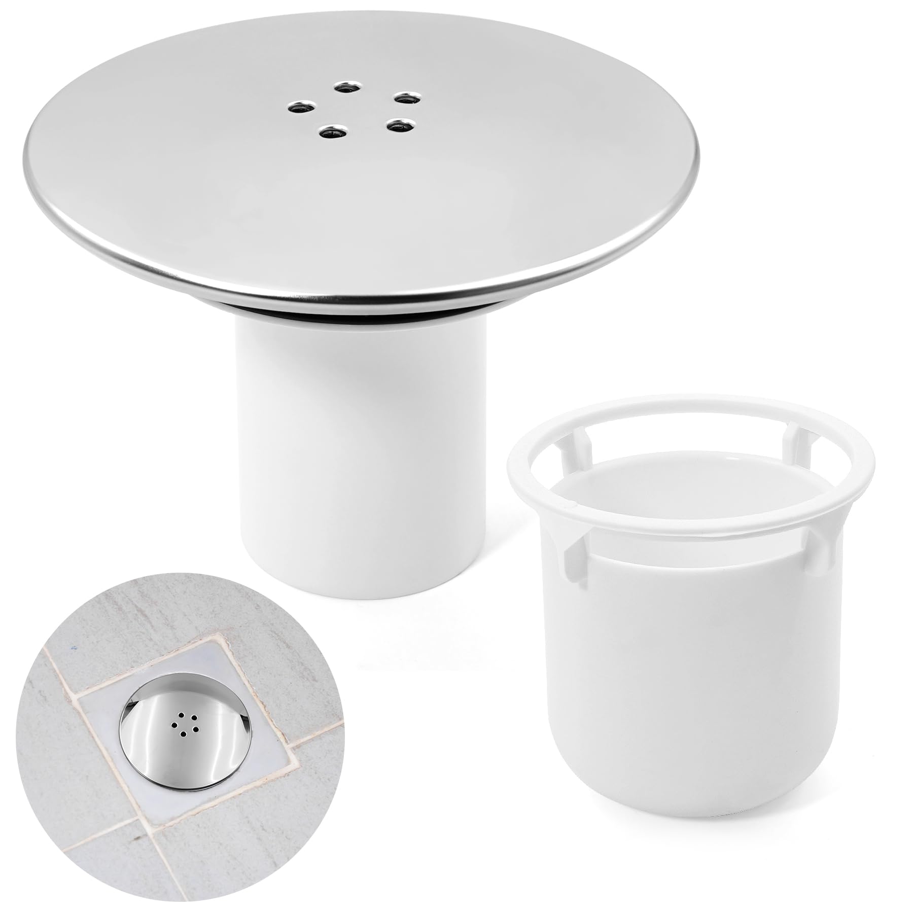 Shower Drain Cover Replacement, Chrome Finish, 90/115mm Shower Plughole ...