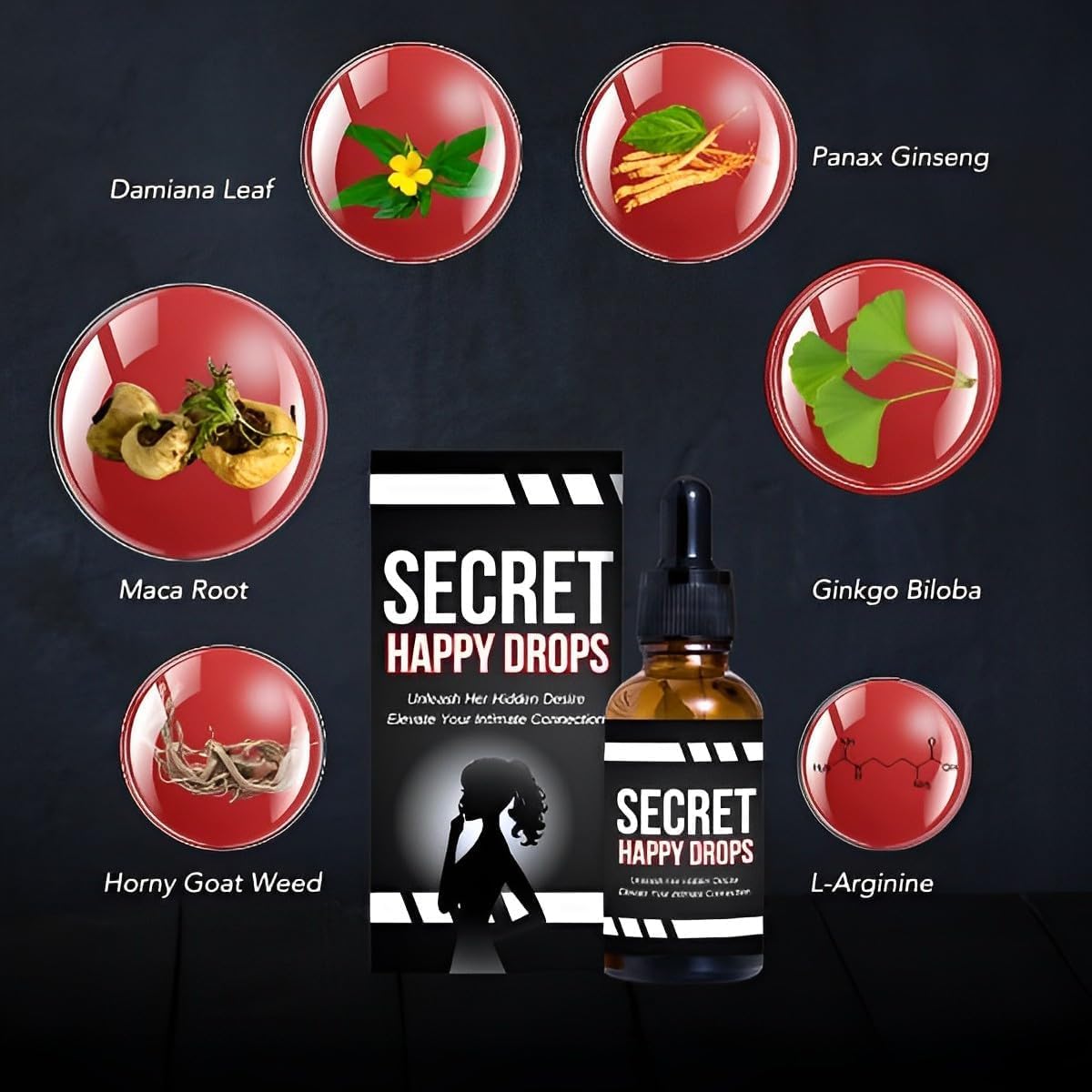 Secret Happy Drops – Gotas orales PleasurePeak, gotas de hormonas felices para mujeres (1 ...
