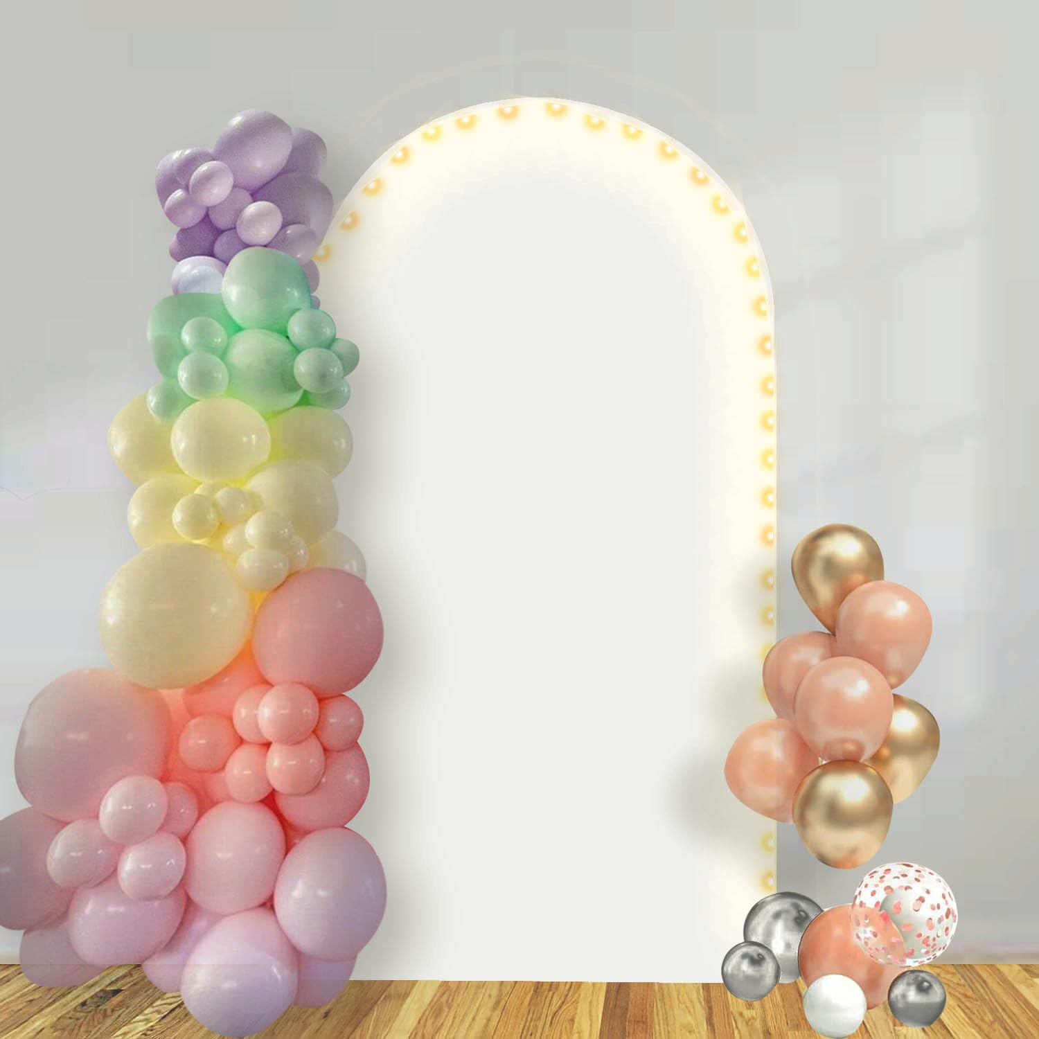 Amazon.com : SaitiMade 7.2 FT Bling Arch Backdrop Cover, Silver Sequin ...