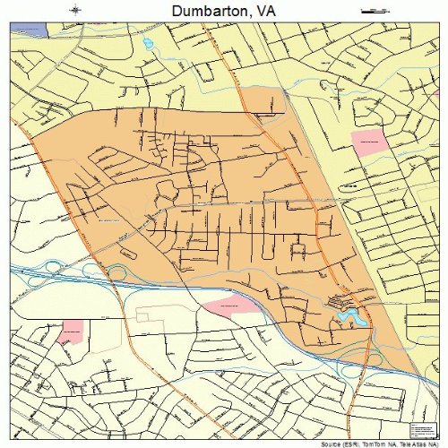 Large Street & Road Map of Dumbarton, Virginia VA - Printed poster size ...