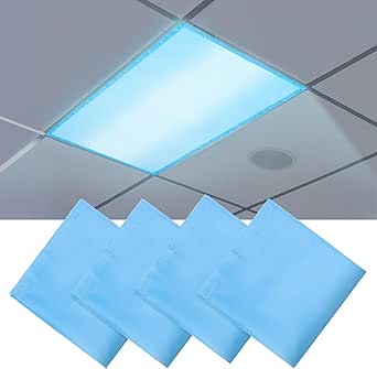 RGQSUN 4 Pcs Fluorescent Light Covers Magnetic Blue Light Covers for Ceiling Lights,2x4 ft ...