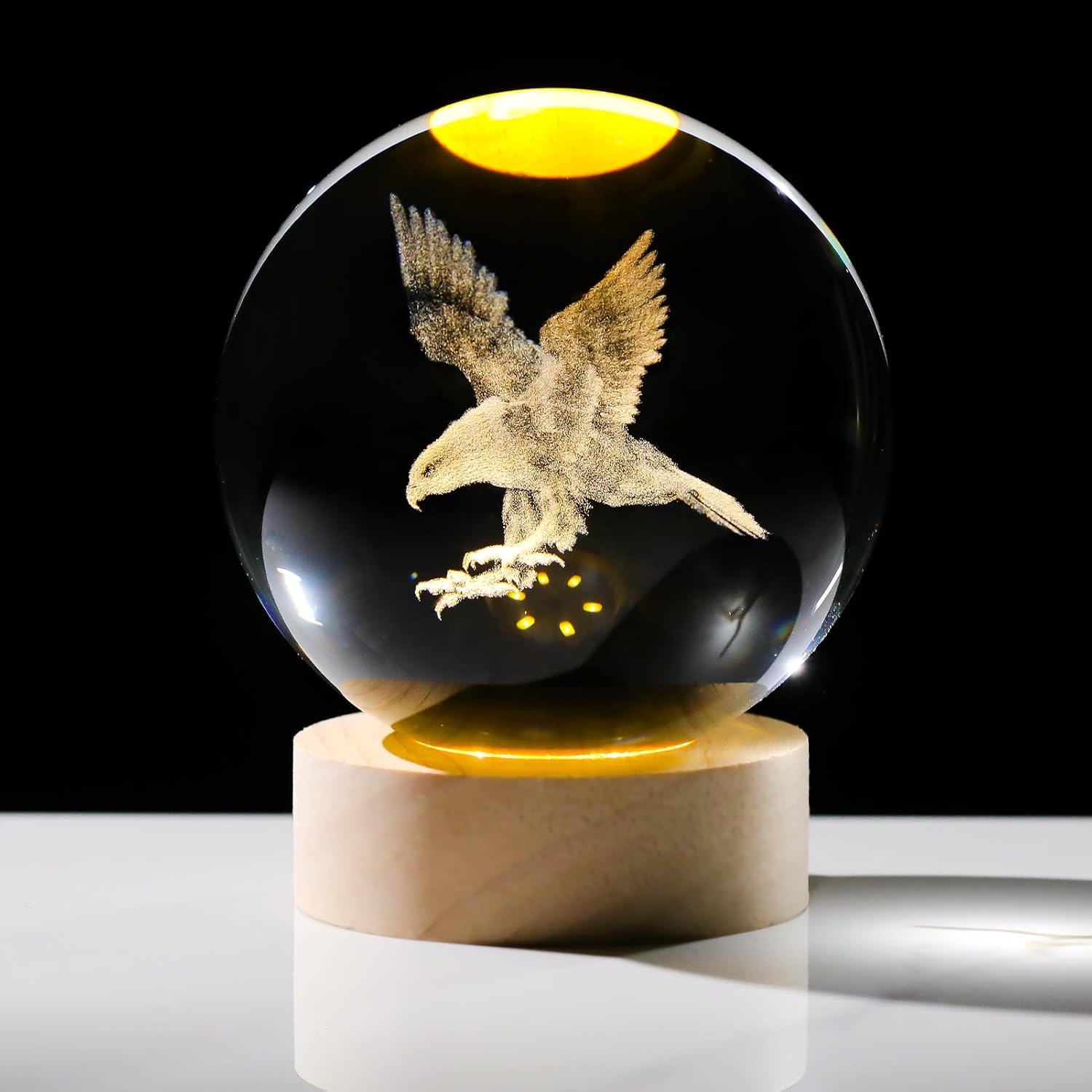 Amazon.com: AOFEGRLT 3D Laser Etched Eagle Crystal Ball with LED Stand ...