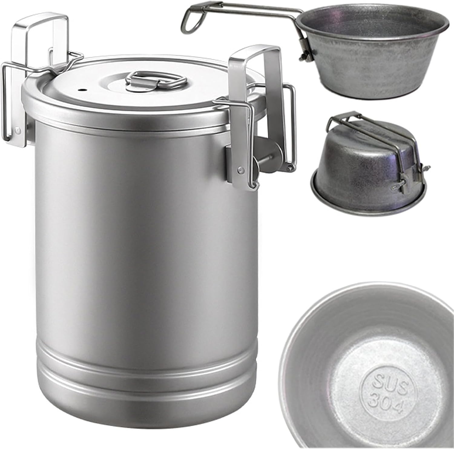 Amazon.com: MnotcBm Camping Cooking Pot Portable Stainless Steel ...