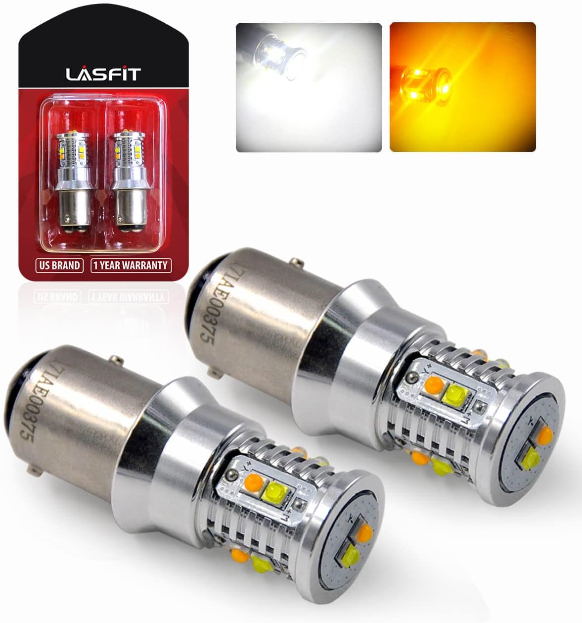 Amazon.com: LASFIT 1157 LED Switchback 2057 2357 7528 BAY15D White ...