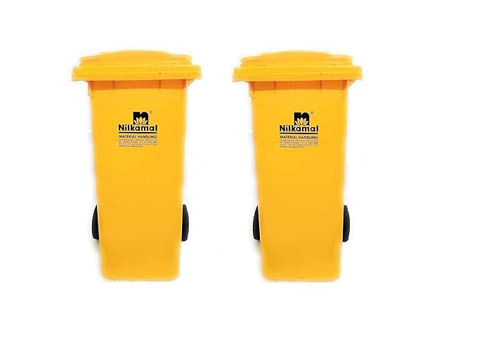 Nilkamal Plastic 120 Ltr Wheel Garbage Dustbin (Pack of 2 Yellow ...