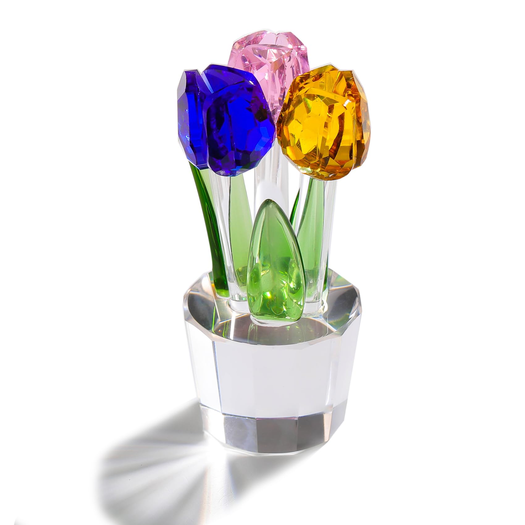 Crystal Multicolor Tulips Bouquet Figurine Collectible Gifts for Women ...