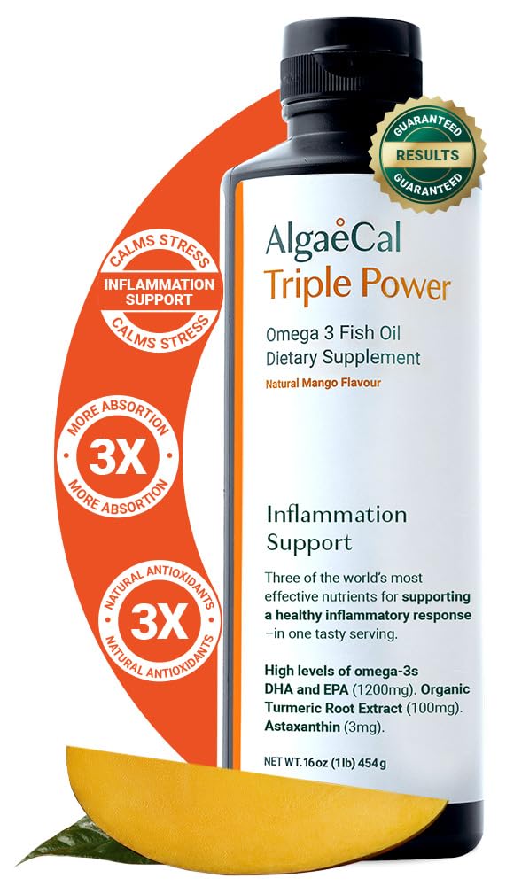 Amazon.com: ALGAECAL Triple Power 1200mg EPA & DHA Omega-3s Fish Oil ...