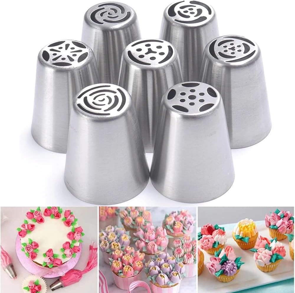 Amazon.com: Russian Piping Tips Set, 7Pcs Stainless Steel Icing Tips ...
