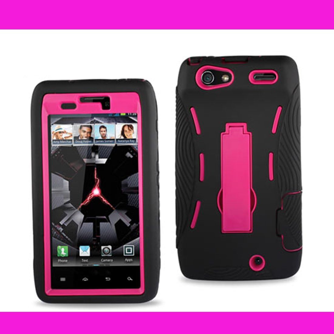 Amazon.com: New Black/pink Silicon Case+Protector Cover For Motorola ...