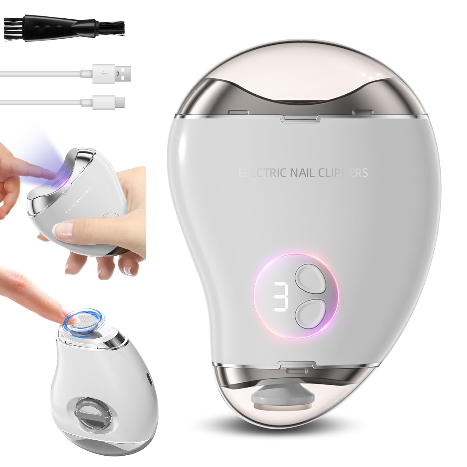 Amazon.com : 2 in 1 Electric Polishing Automatic Nail Clippers with LED ...