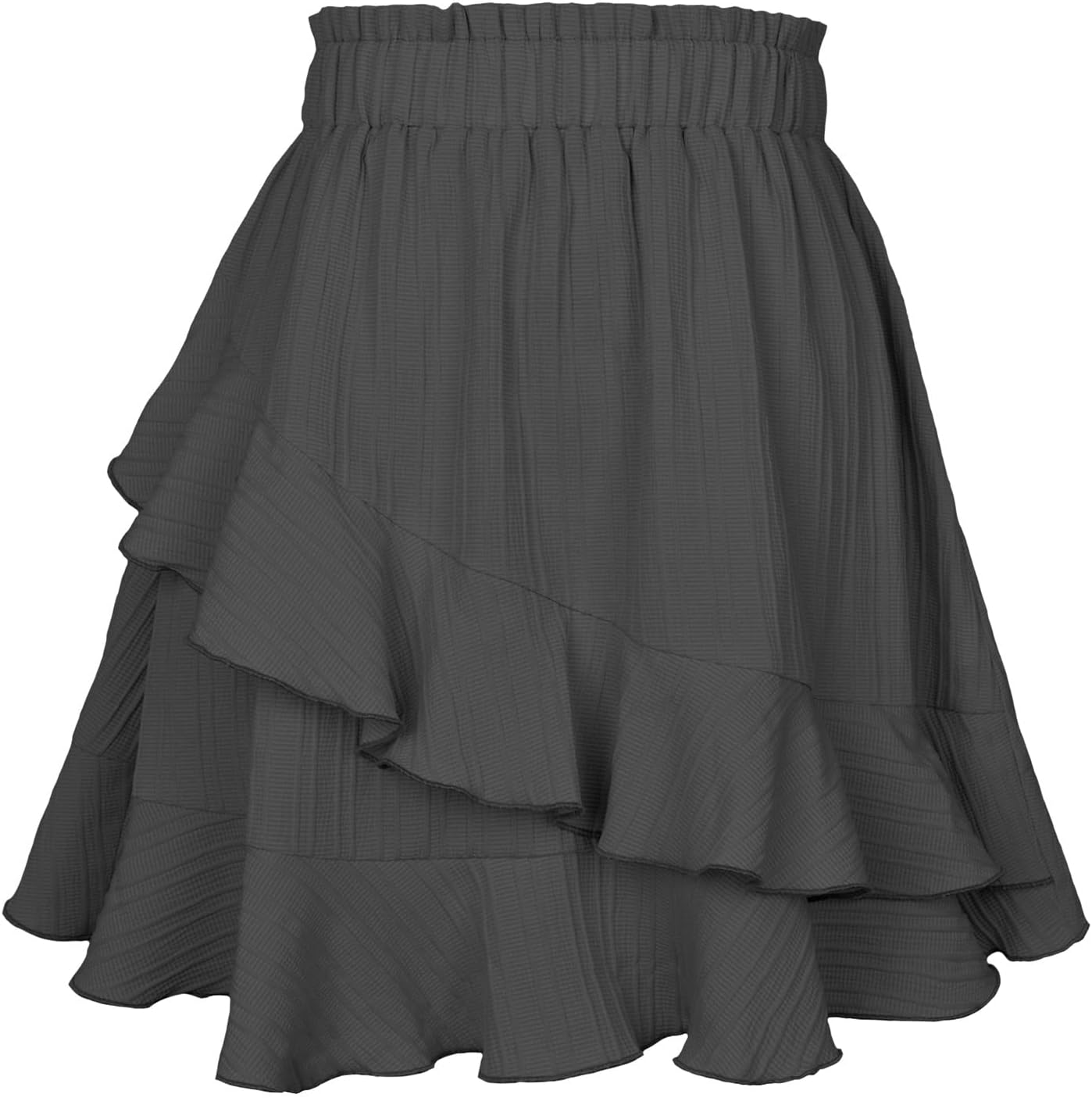 Amazon.com: Women's Ruffle Flowy Mini Skirts High Waist Pleated Layered ...