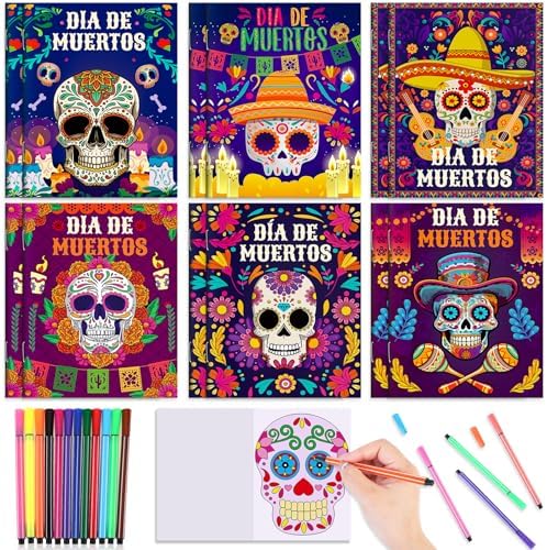 Amazon.com: HOWAF 12 Pack Day of The Dead Coloring Books with 12pcs ...