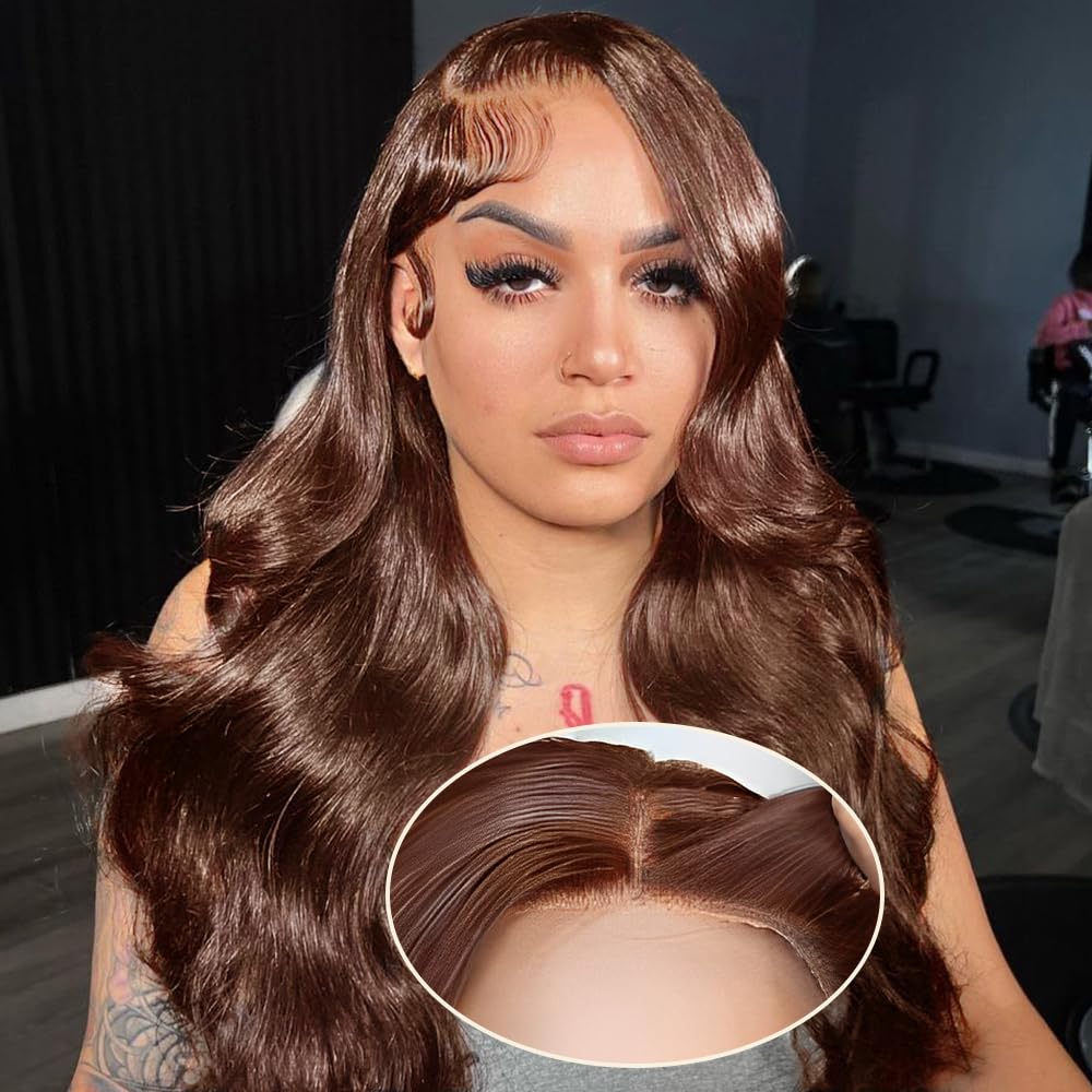 Amazon.com : MUGOHK Brown Wear and Go Glueless Wigs Human Hair Pre Cut ...