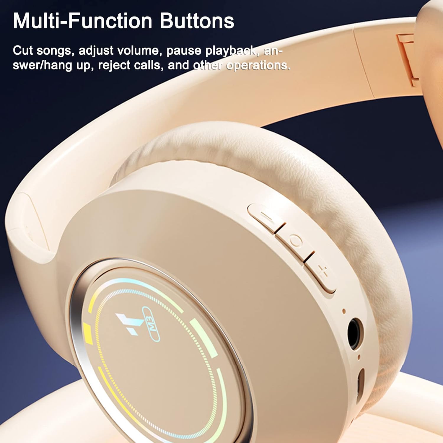 Bluetooth Headphones Foldable Over-Ear Wireless Headset with LED Lights ...