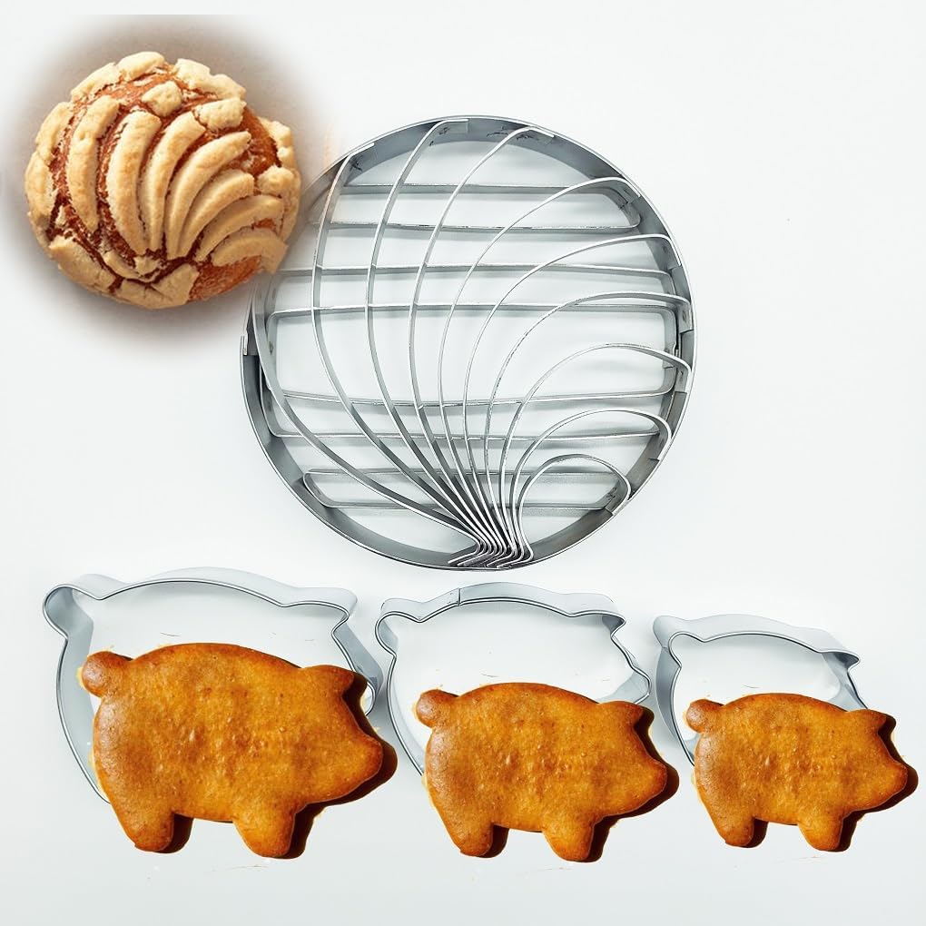 Amazon.com: BUSOTH Concha & Pig Cookie Cutter Set, 4pc, Stainless Steel ...