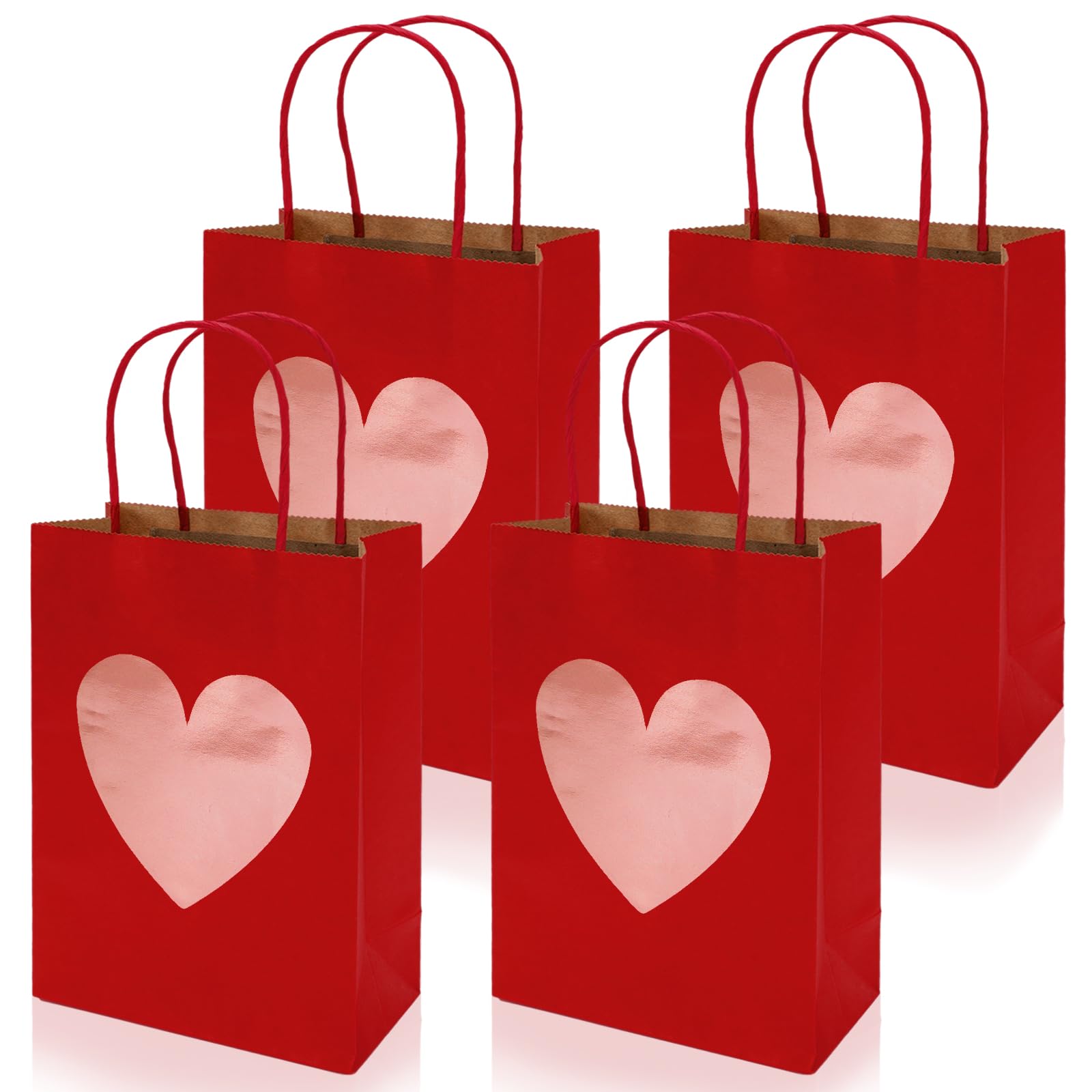 Amazon.com: JarThenaAMCS Valentine's Day Paper Gift Bags Metallic Heart ...
