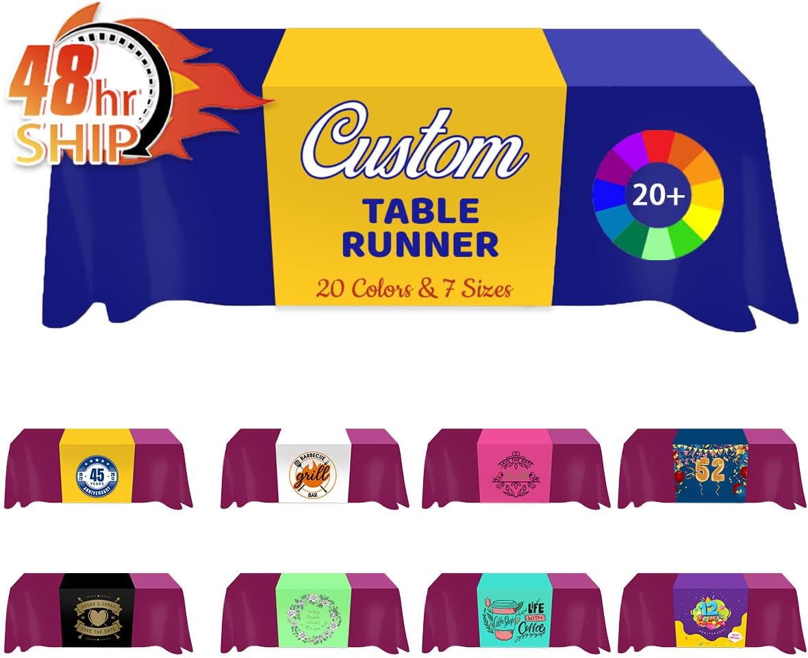 Amazon.com: Custom Table Runner with Business Logo - Custom Signs ...