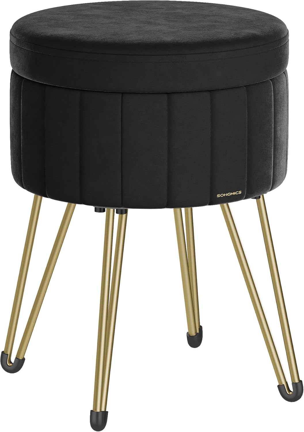 SONGMICS Storage Ottoman, Velvet Dressing Table Stool, 39 x 44.4 cm ...
