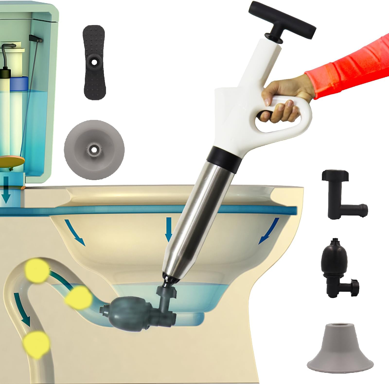 PLUNGE BLASTER Toilet Plunger,High Pressure Air Drainage Injector ...