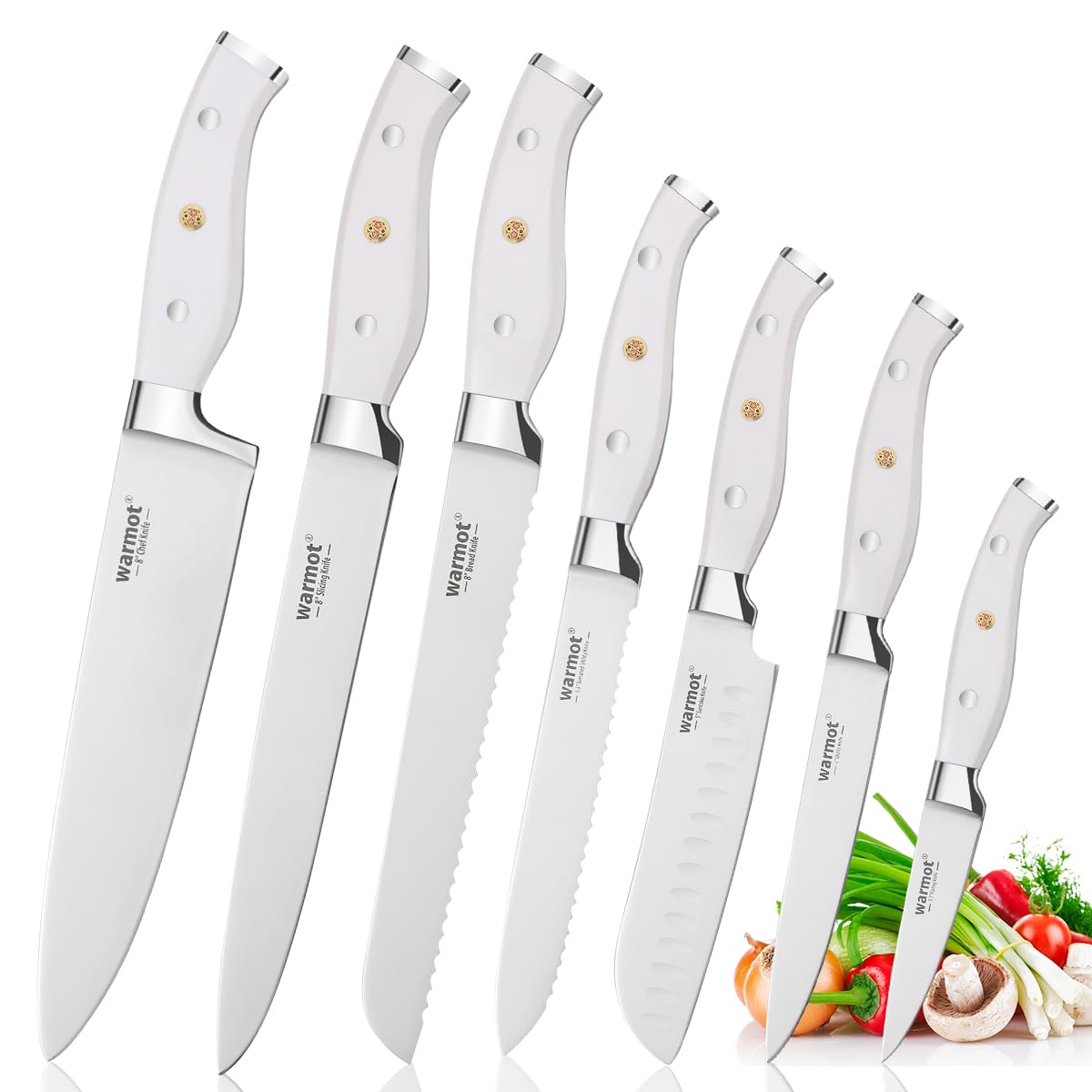 Amazon.com: warmot Chef Knife Set, 7 Piece Ultra Sharp Kitchen Knife ...