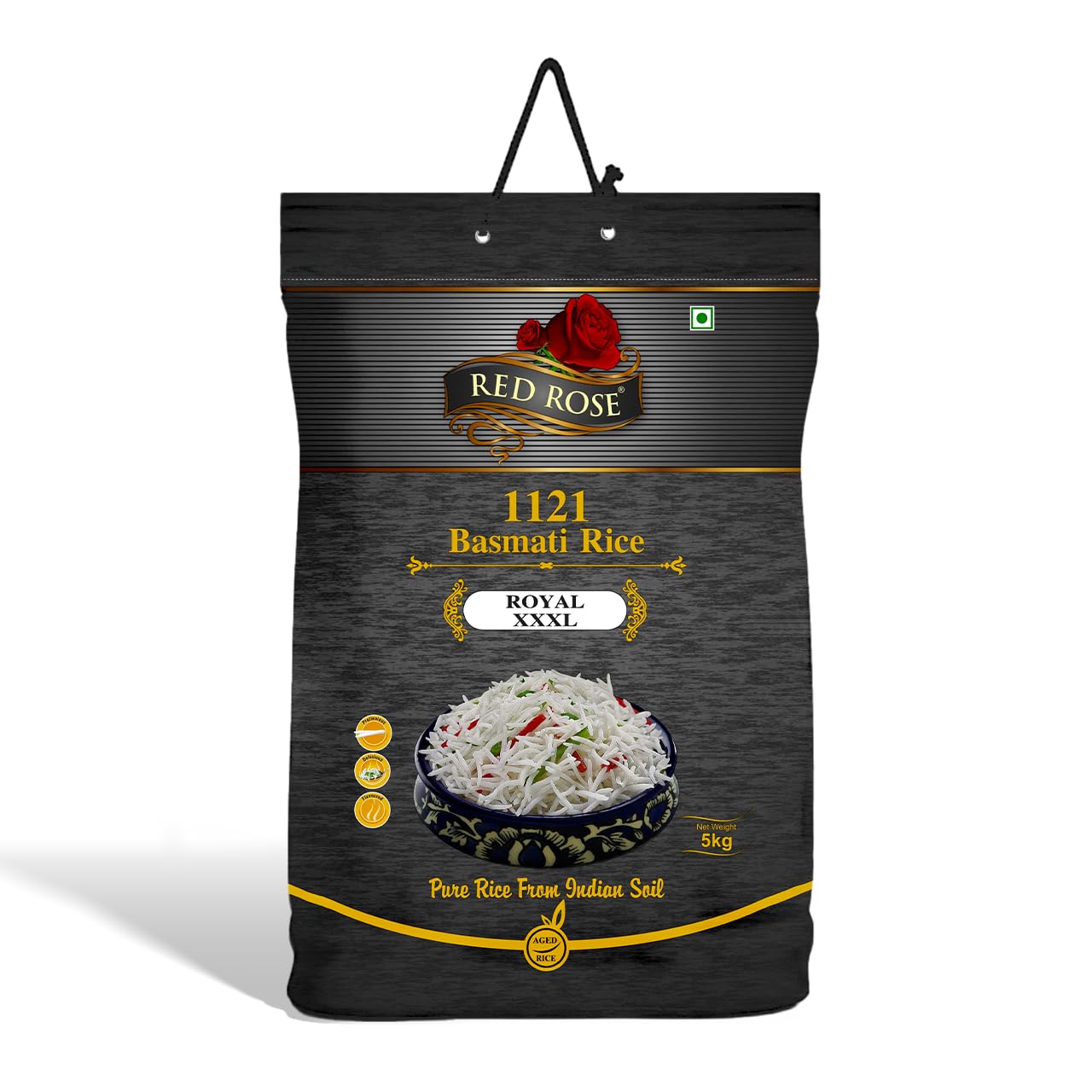 Red Rose Royal XXXL Basmati Rice, Perfectly Aged Grain, Rich Aroma ...