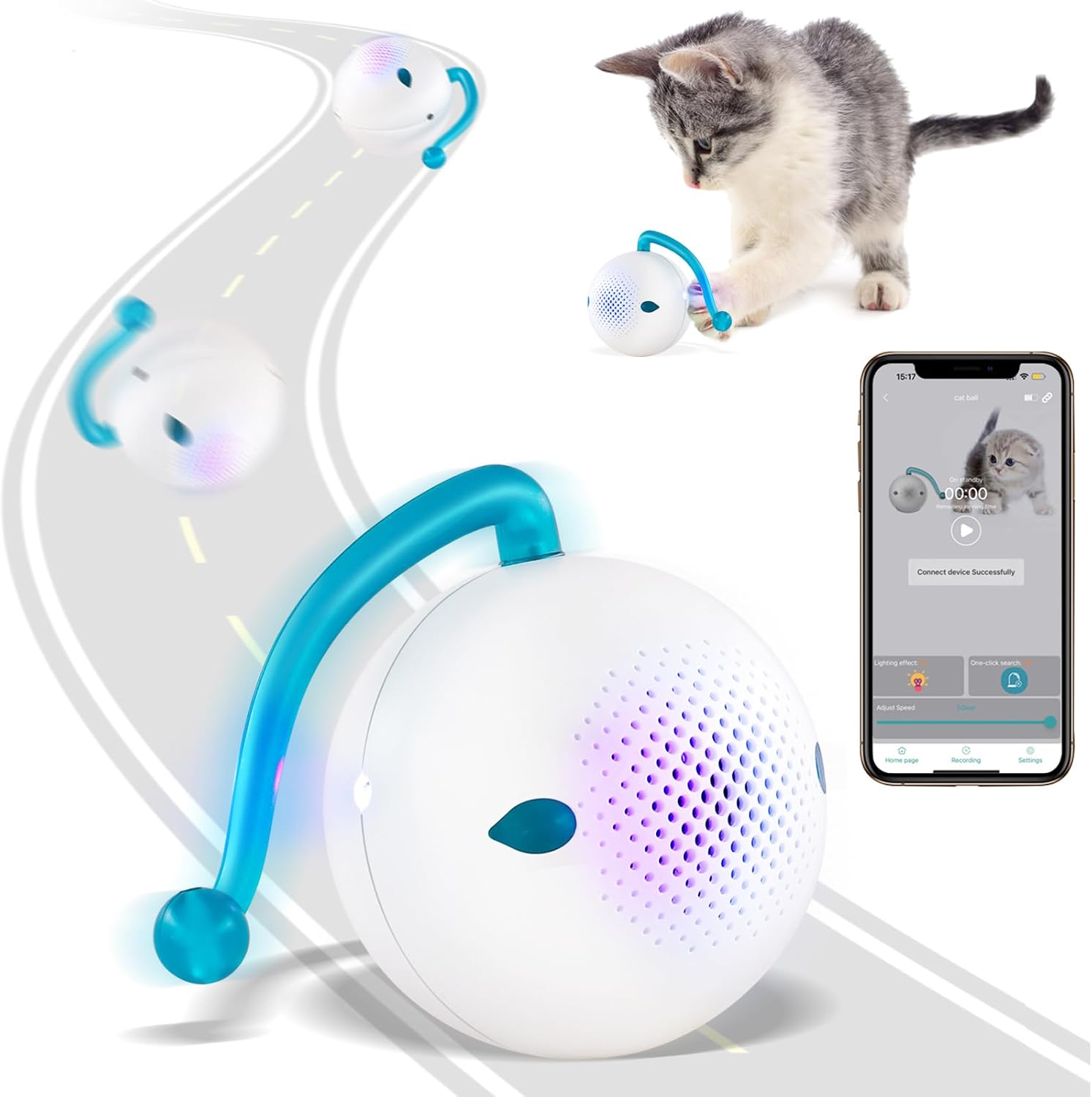 Intelligent Cat Ball Toys with APP Control, Interactive Automatic ...