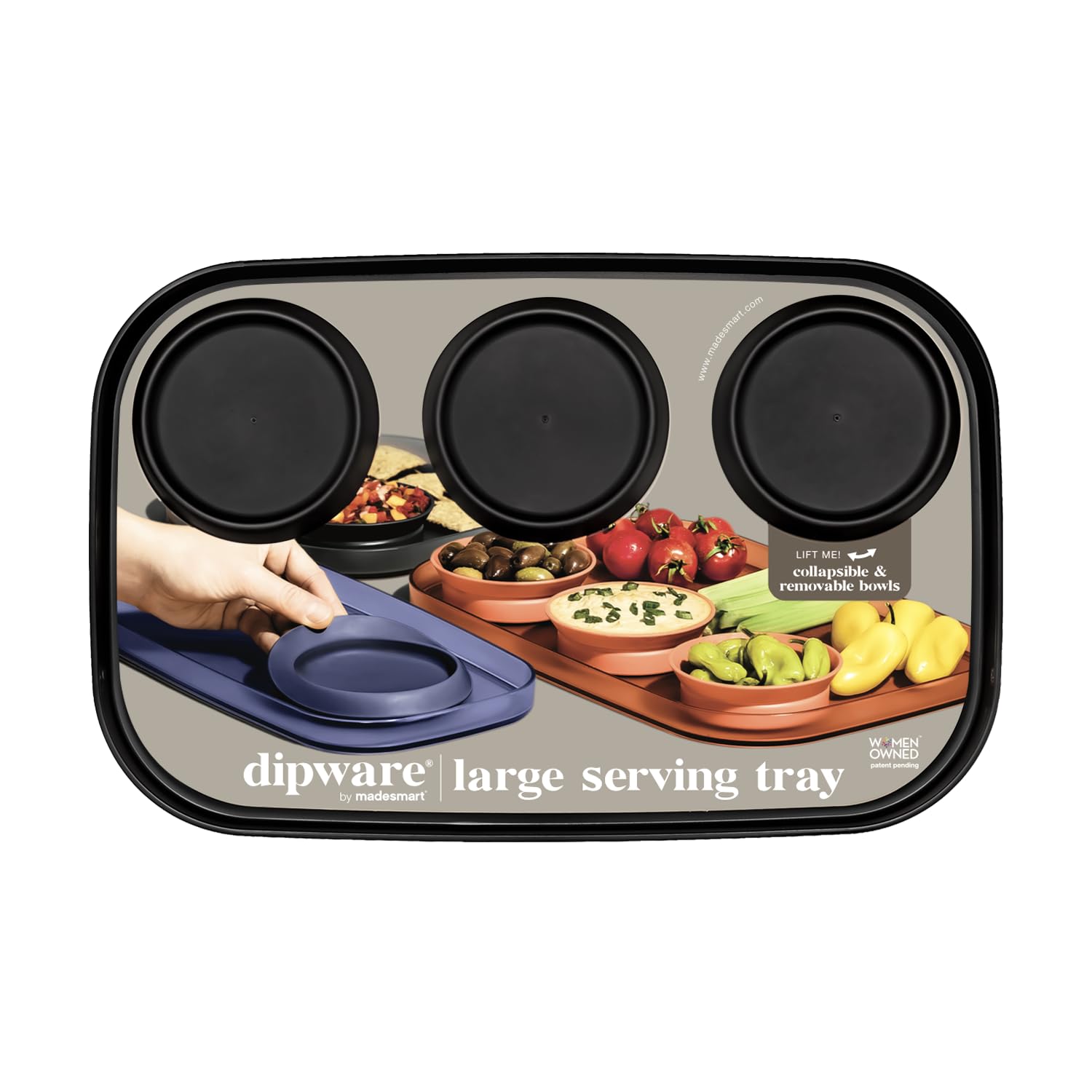 Madesmart dipware 3-Bowl Serving Tray for Appetizers and Snacks ...