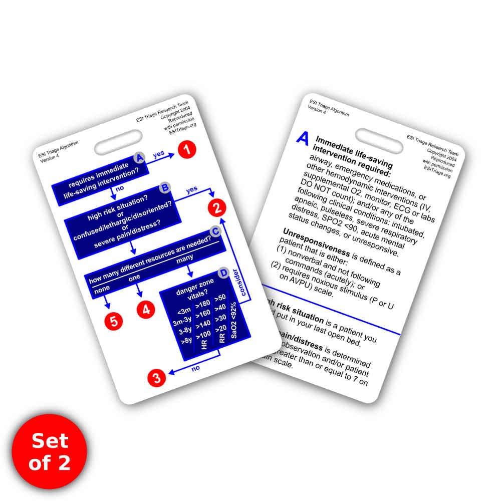 Buy ESI Triage - Vertical Badge Reference Cards - 2 Card Set Online at ...