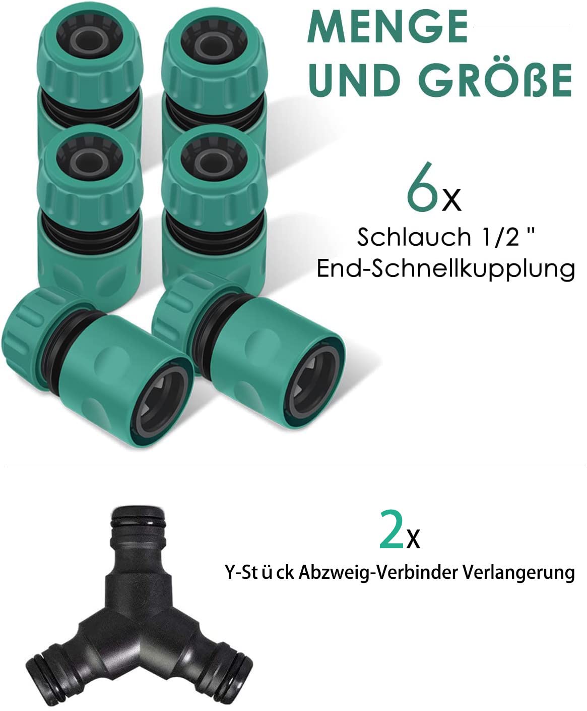 ERKOON 8 Piece Hose Coupling Set, 1/2 Inch Double Plug Garden Hose ...