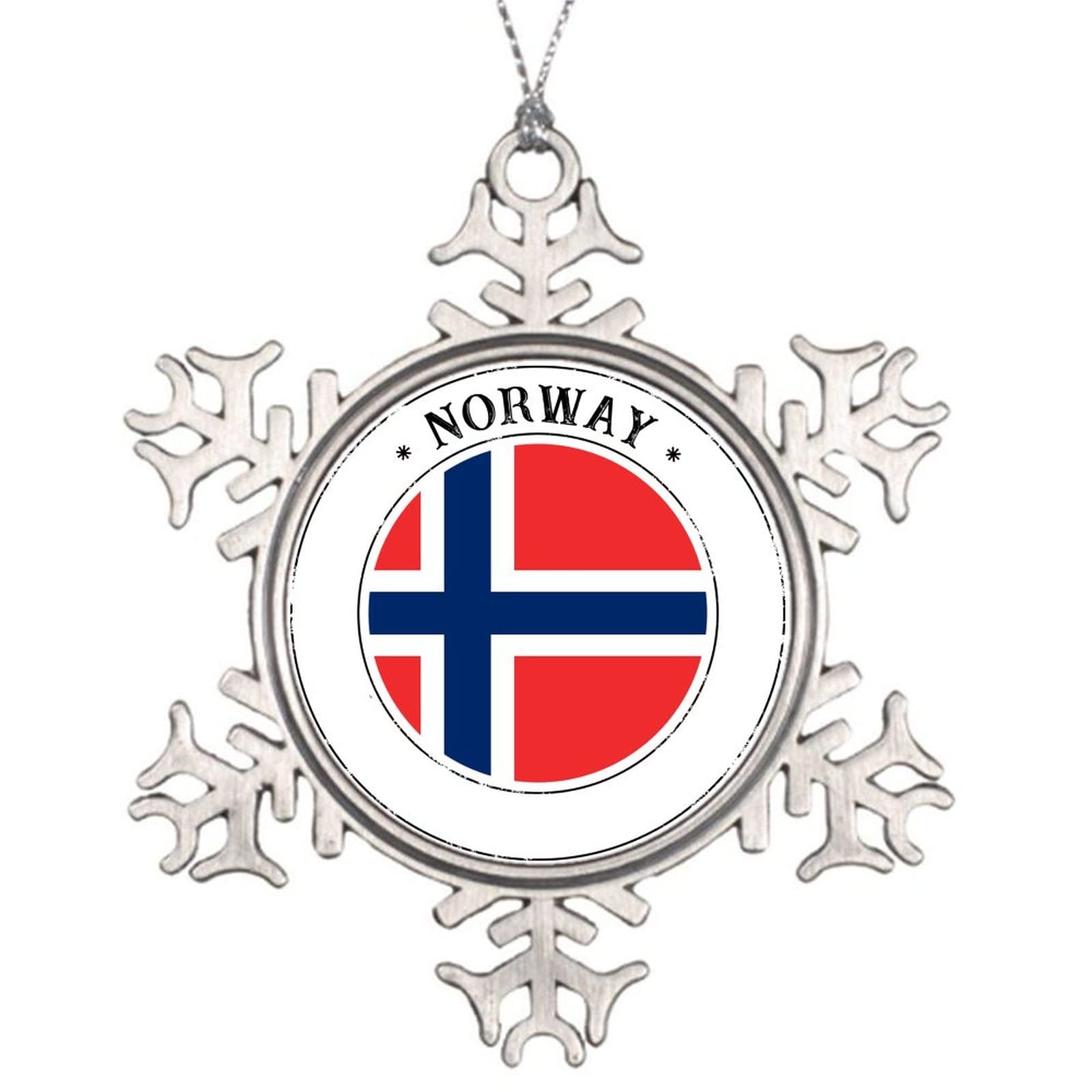Amazon.com: Metal Snowflake Ornaments Norway Flag Christmas Ornament ...