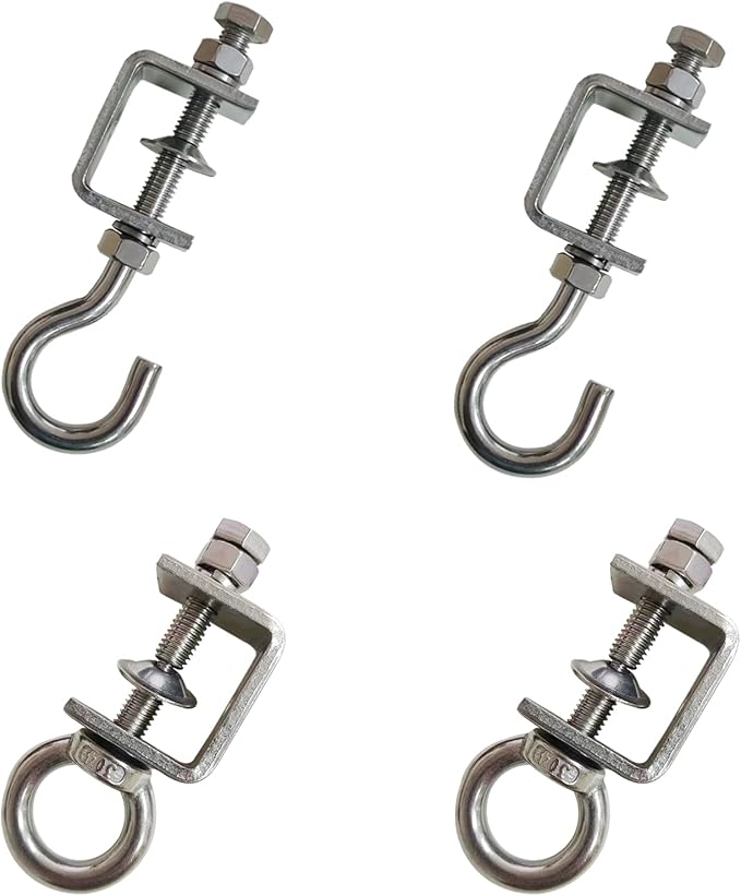 4Pcs Stainless C Clamp with Ring;Heavy Duty Hanging J Hook/pipe Clamp ...