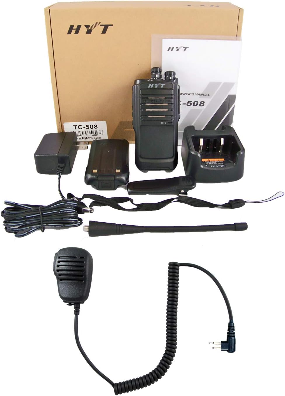 HYT TC-508-U UHF 400-470 MHz 16 Canales 4 vatios 2WIP54 Radio portátil Paquete Completo con ...