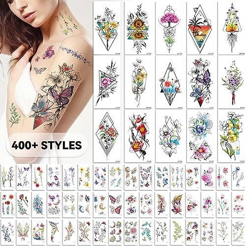 Amazon.com : EMOME 79 Sheets Flower Tattoo Stickers for Women ...