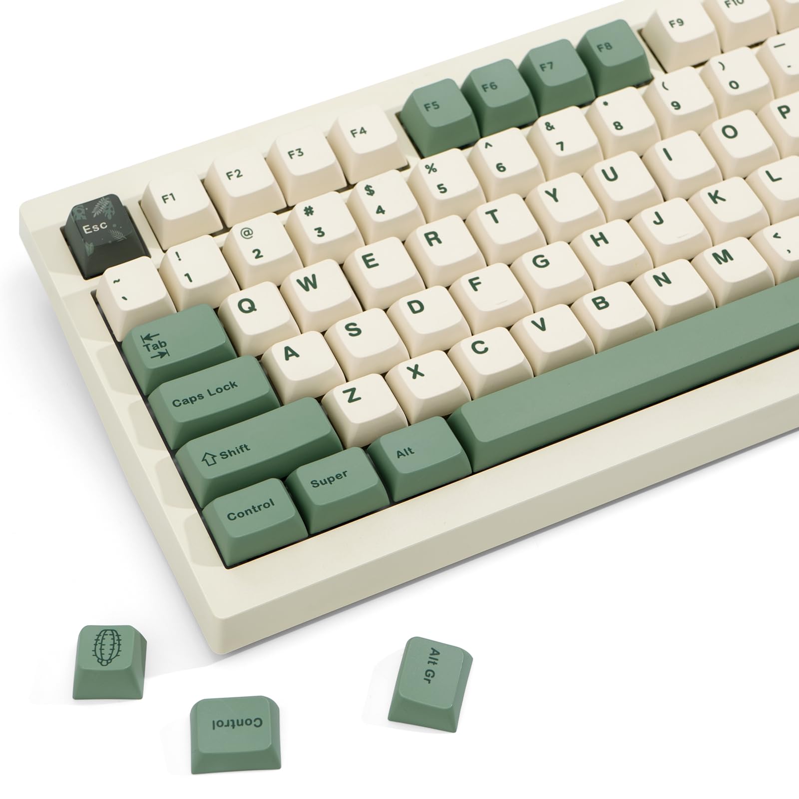 Amazon.com: JOLINTAL 130 Keys Green PBT Keycaps, MDA Profile Keycaps ...