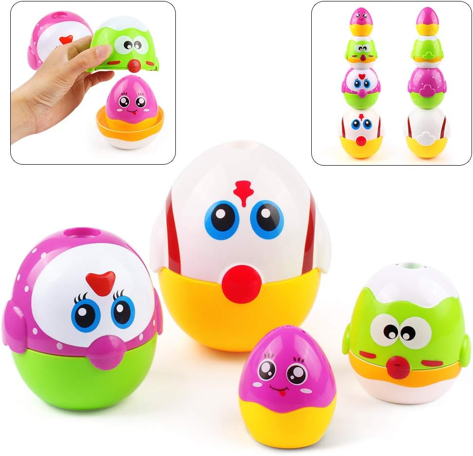 Amazon.com: AMOSTING Easter Egg Toys for Toddler, Nesting & Stacking ...