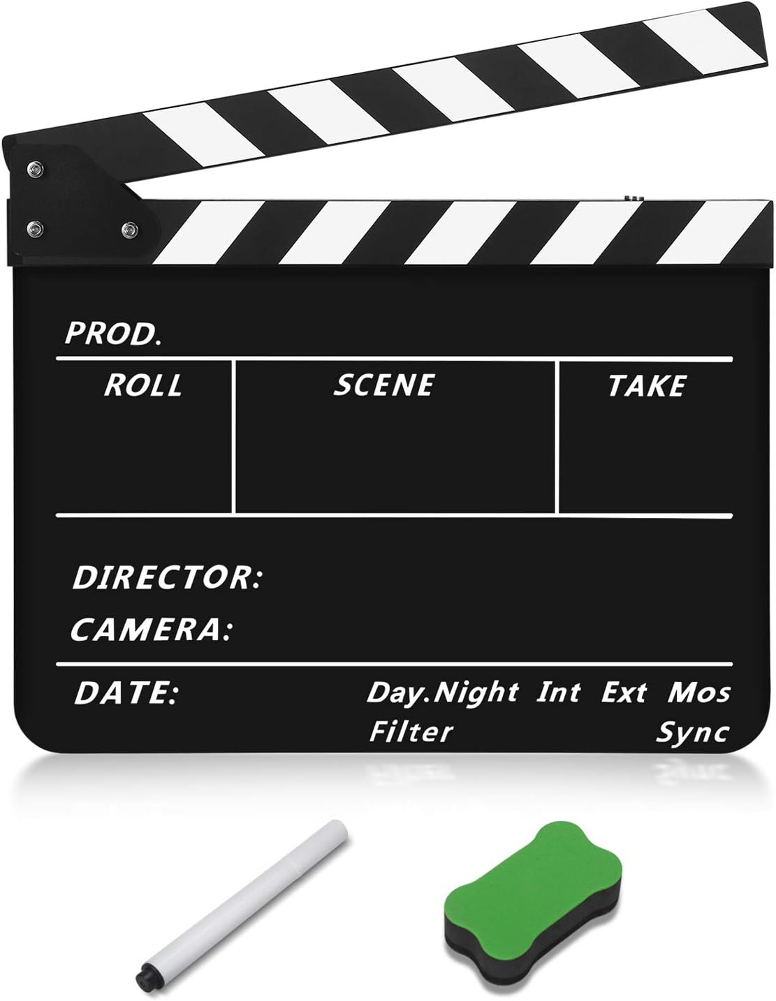 Amazon.com: Flexzion Acrylic Plastic Clapboard Director's Clapper Board ...