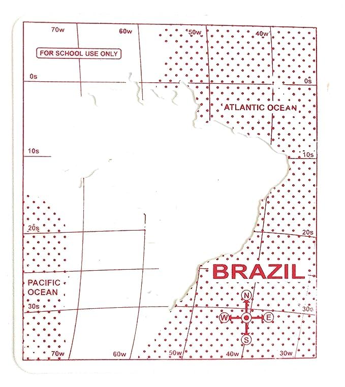 SK Plastic School Craft Stencil Map Brazil for Drawing (Pack of 1 ...