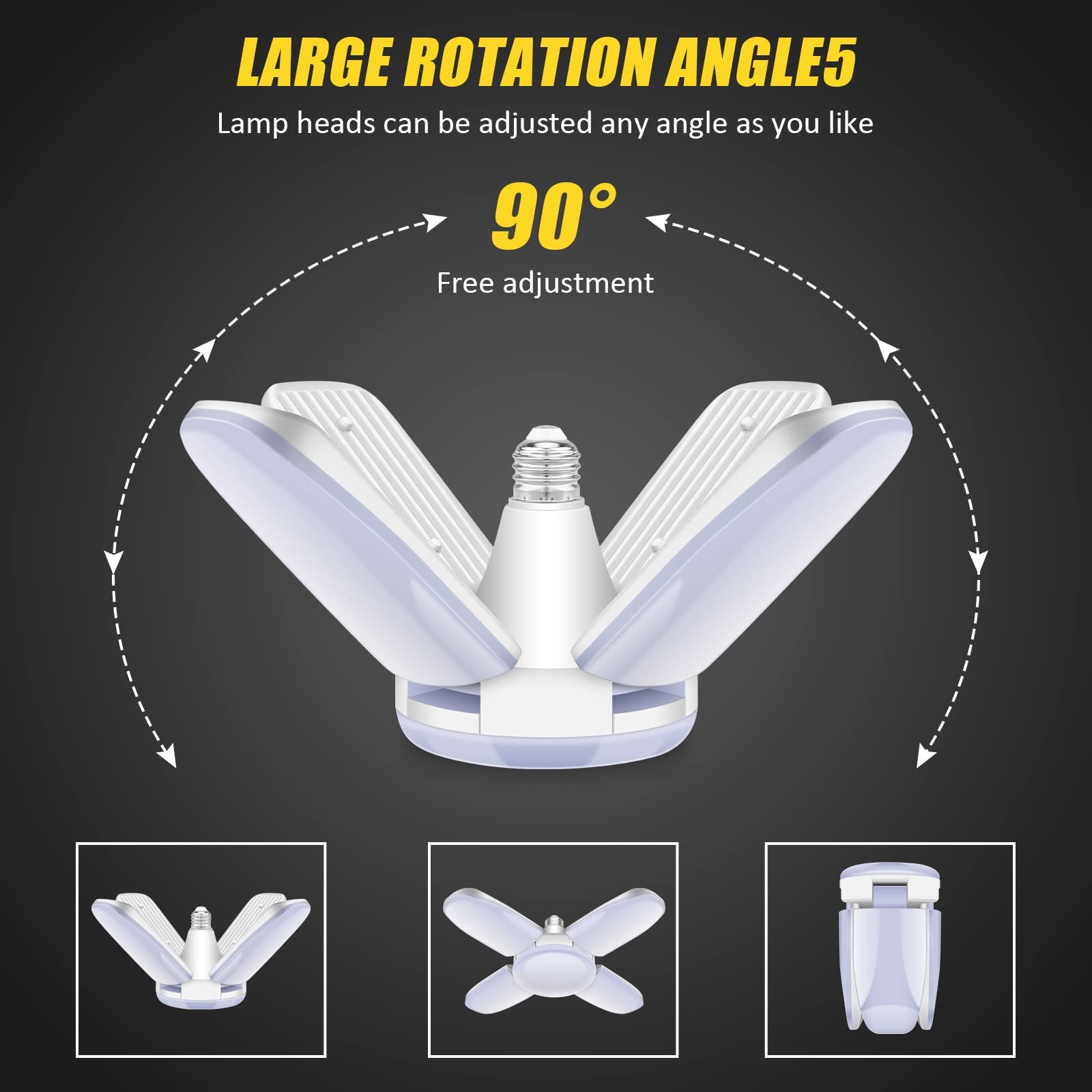 Snapklik.com : LED Garage Lights 2 Pack, 80W LED Shop Light Adjustable ...
